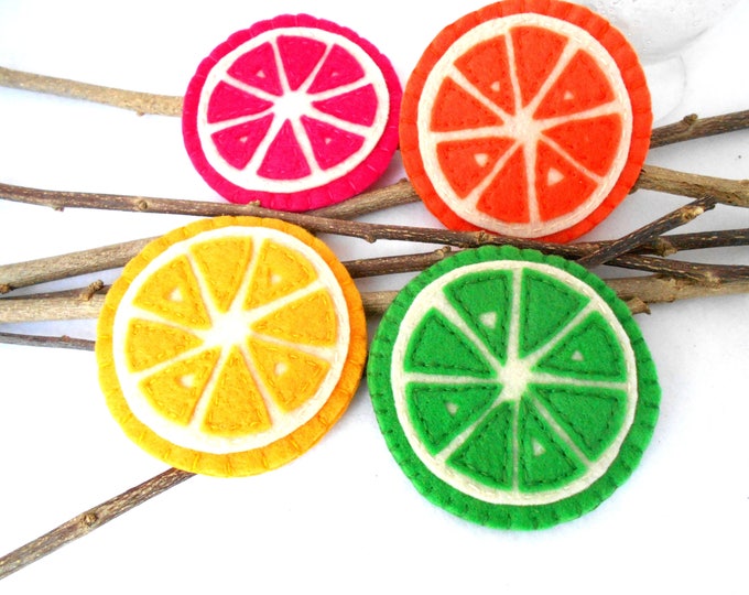 Citrus Coasters Set of 4 Fruit Slice Coasters With Surface Protecting ...