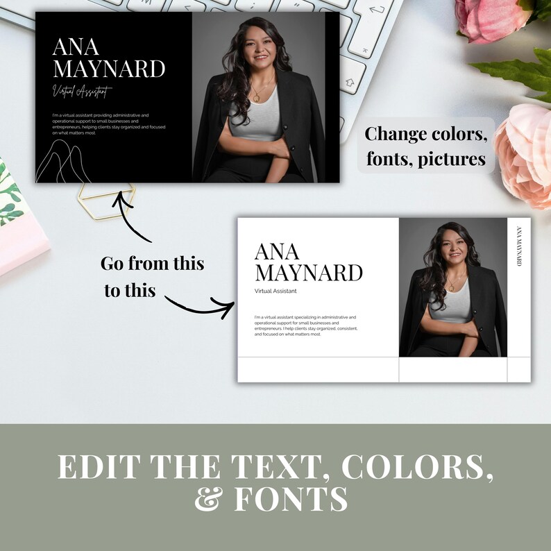 Virtual Assistant Portfolio Template, Black Edition, Editable ...