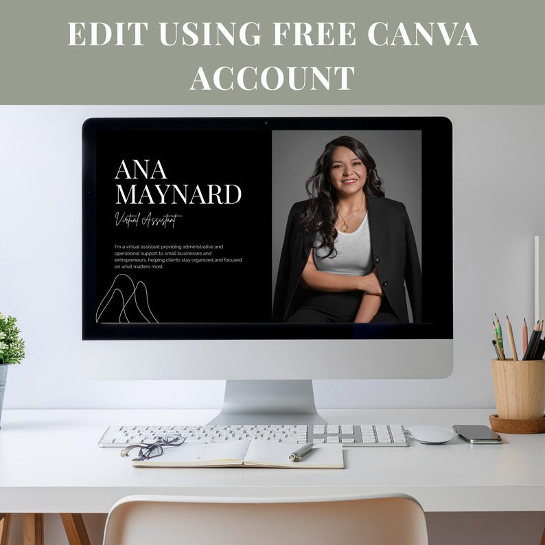 Virtual Assistant Portfolio Template, Black Edition, Editable ...