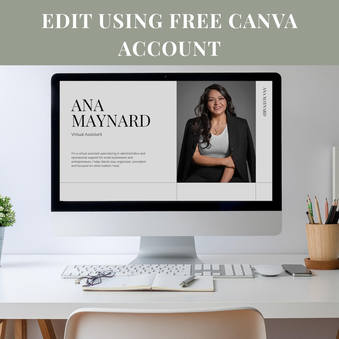 Virtual Assistant Portfolio Template, Editable, Professional Portfolio ...