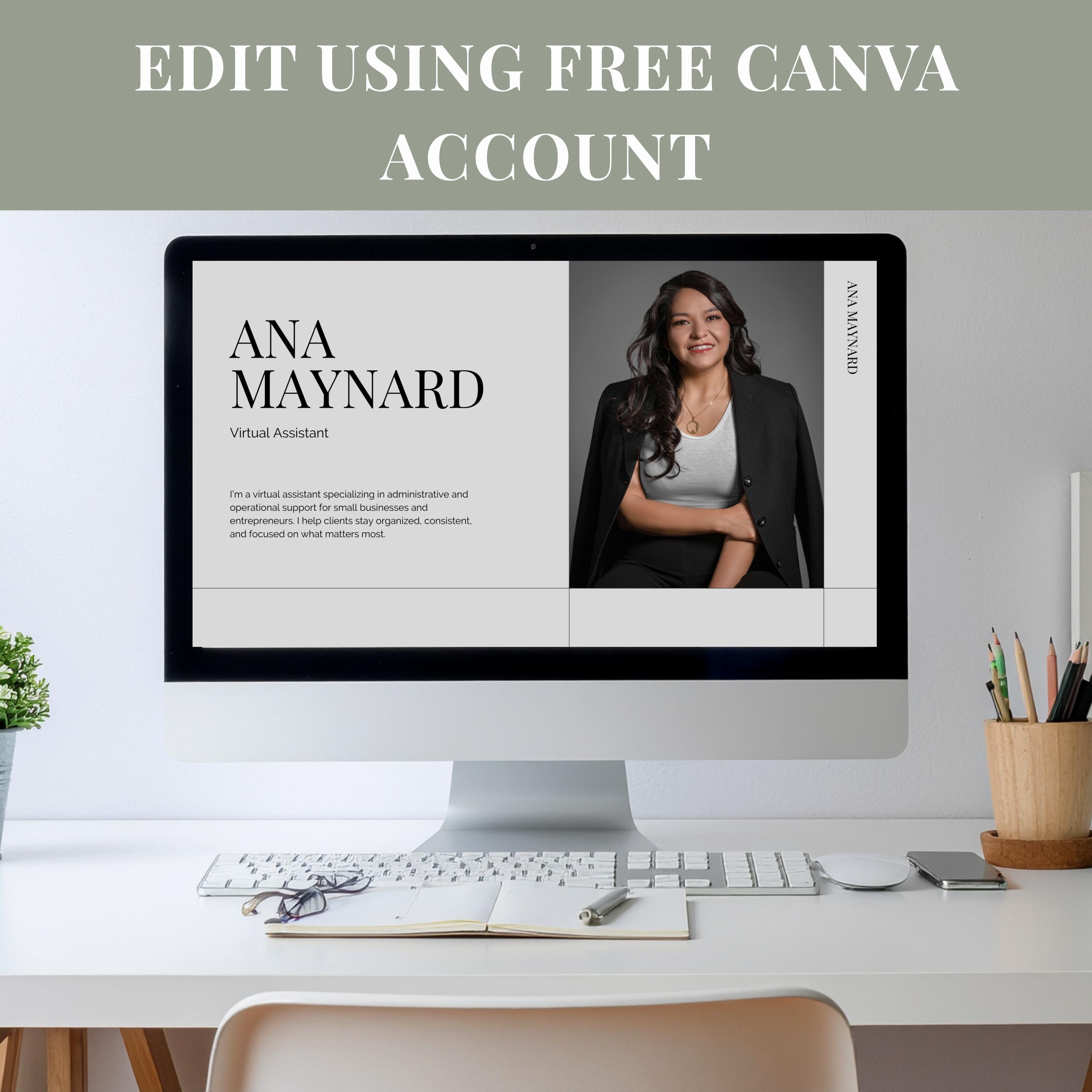 Virtual Assistant Portfolio Template, Editable, Professional Portfolio ...