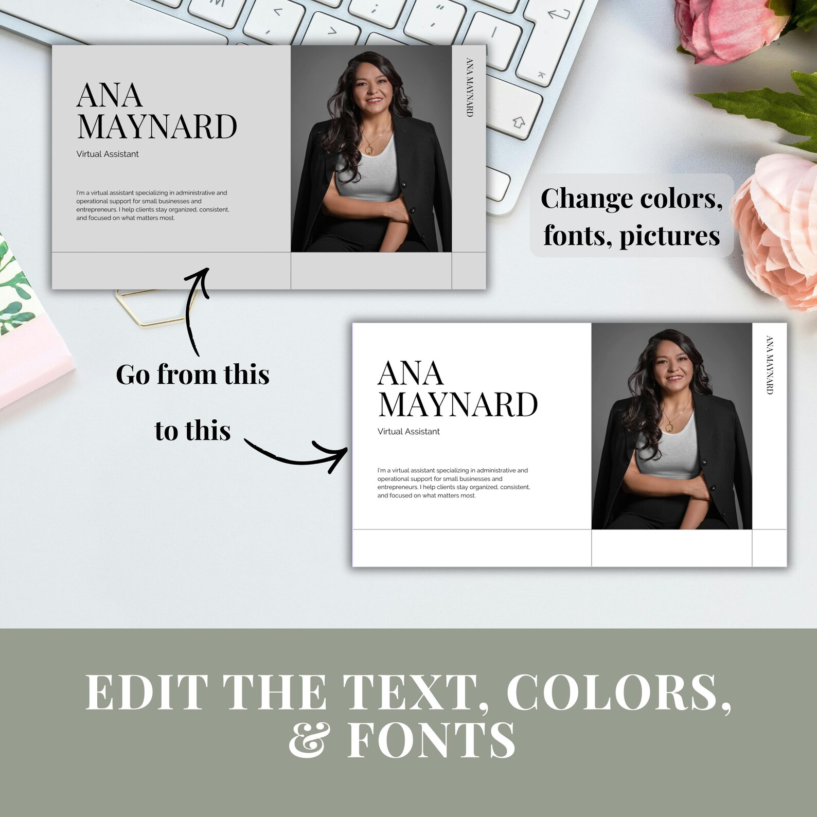 Virtual Assistant Portfolio Template, Editable, Professional Portfolio ...