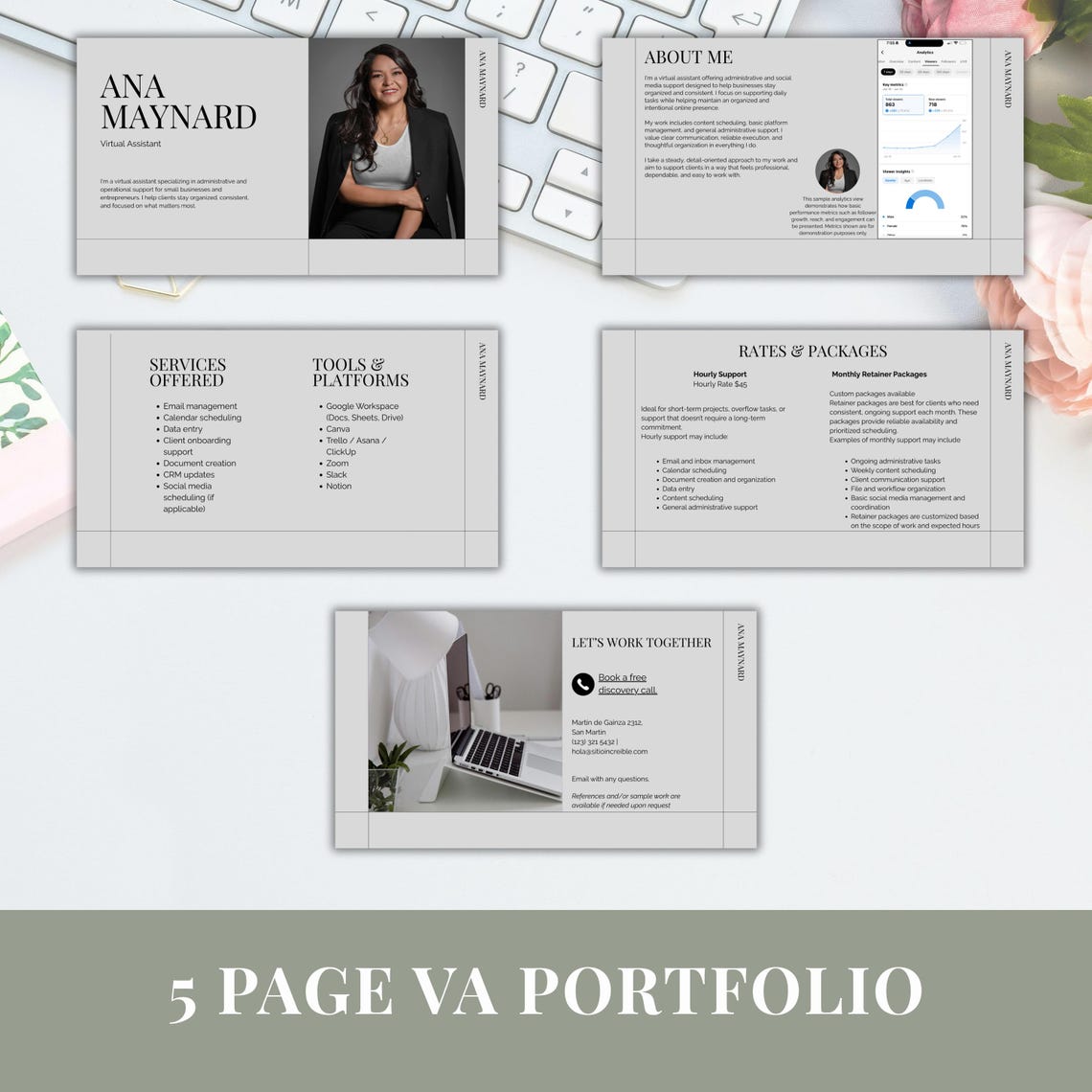 Virtual Assistant Portfolio Template, Editable, Professional Portfolio ...