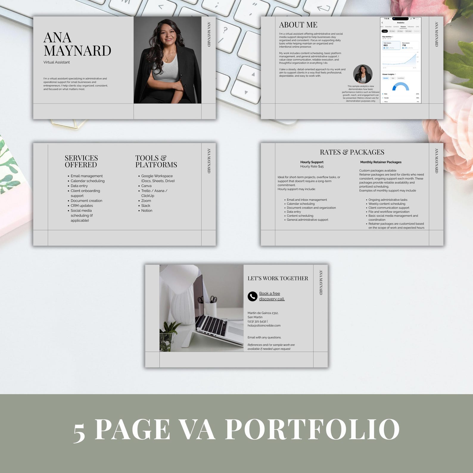 Virtual Assistant Portfolio Template, Editable, Professional Portfolio ...