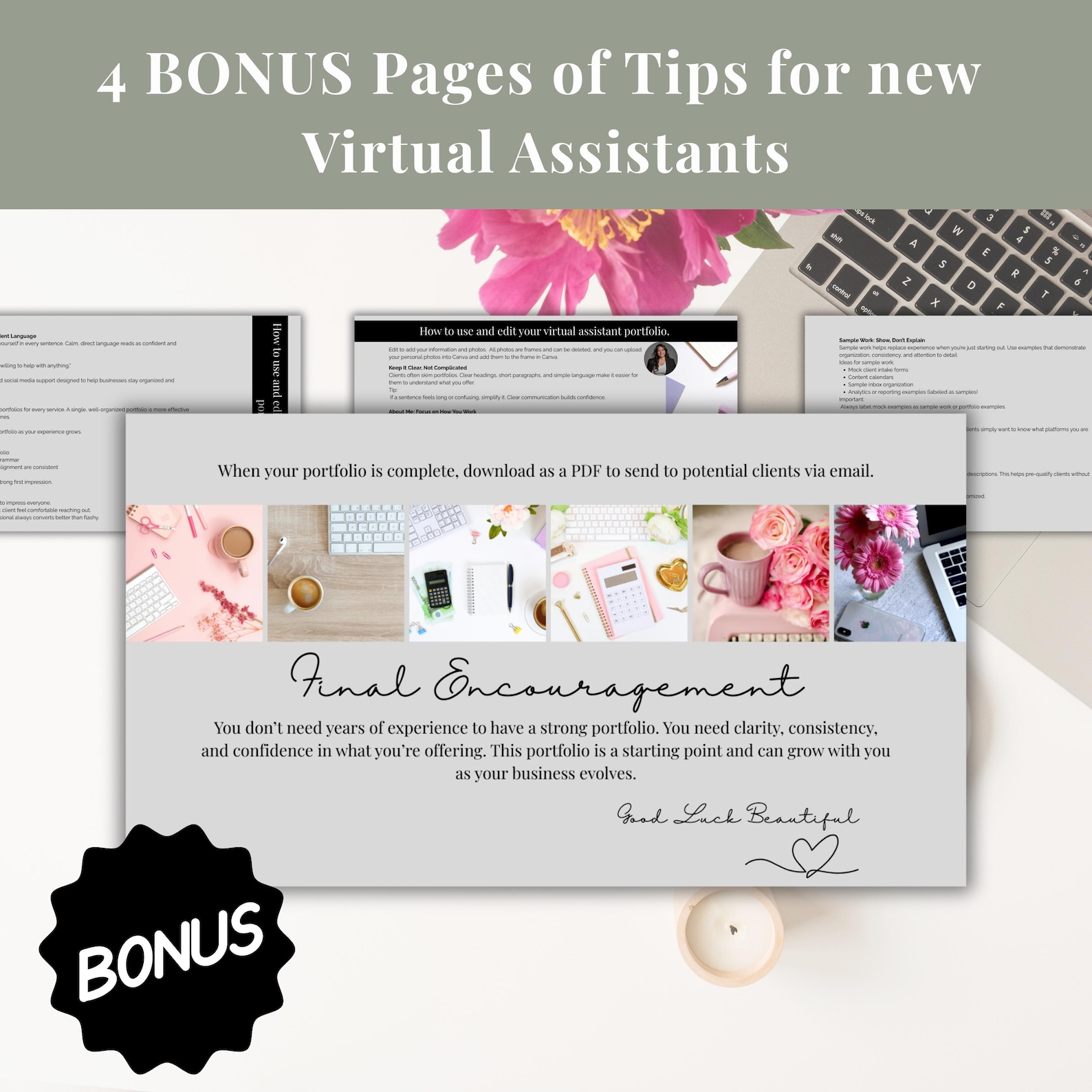 Virtual Assistant Portfolio Template, Editable, Professional Portfolio ...