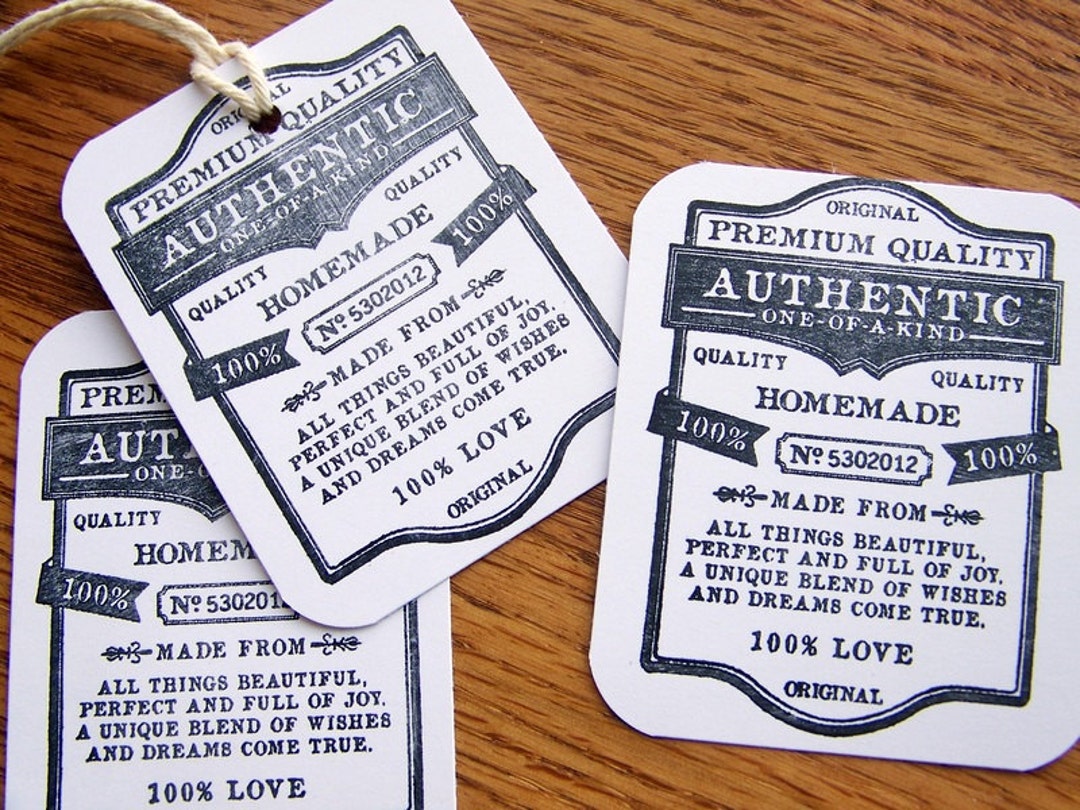 Handmade Item Tags: White Cardstock, Black Ink - Set of 12 - Etsy