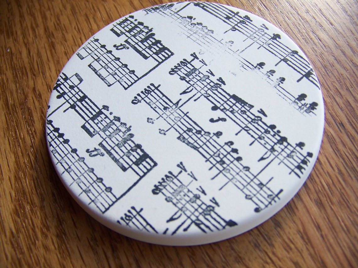 Music Notes - Cup Holder Coaster, Wine Glass Coaster - Hand Stamped ...