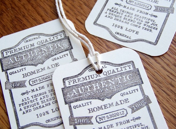 Tags original handmade item tag handmade seller tag ecru | Etsy