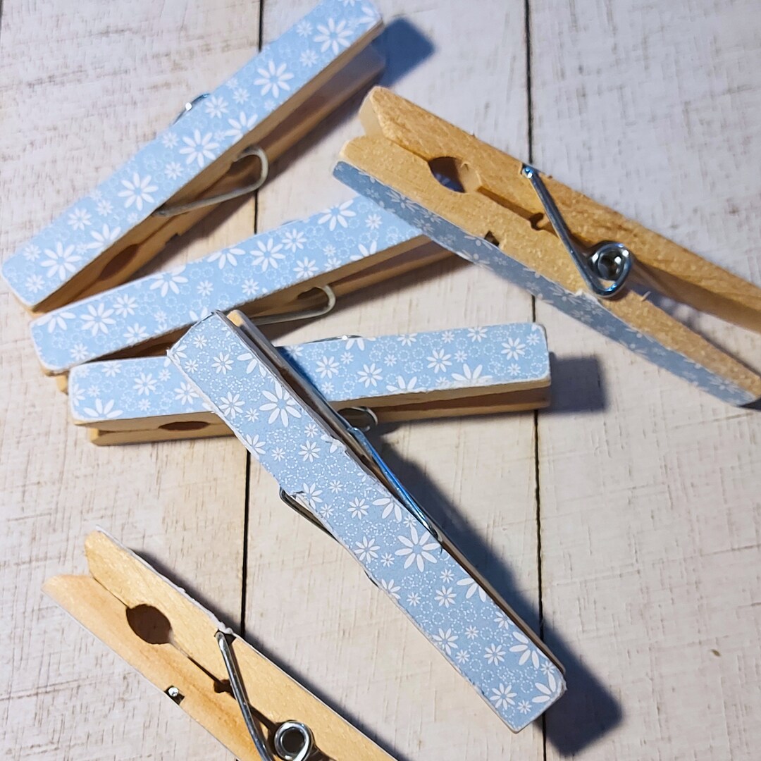 Decorative Clothespins, Magnetic Clips. Blue Daisy -- Set of 6 - Etsy