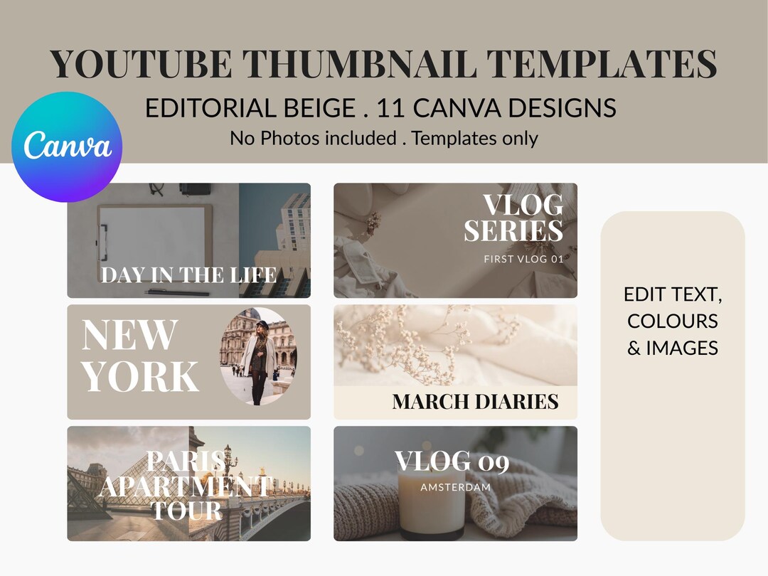 Beige Youtube Thumbnail Templates | Canva Youtube Thumbnails | Minimal ...