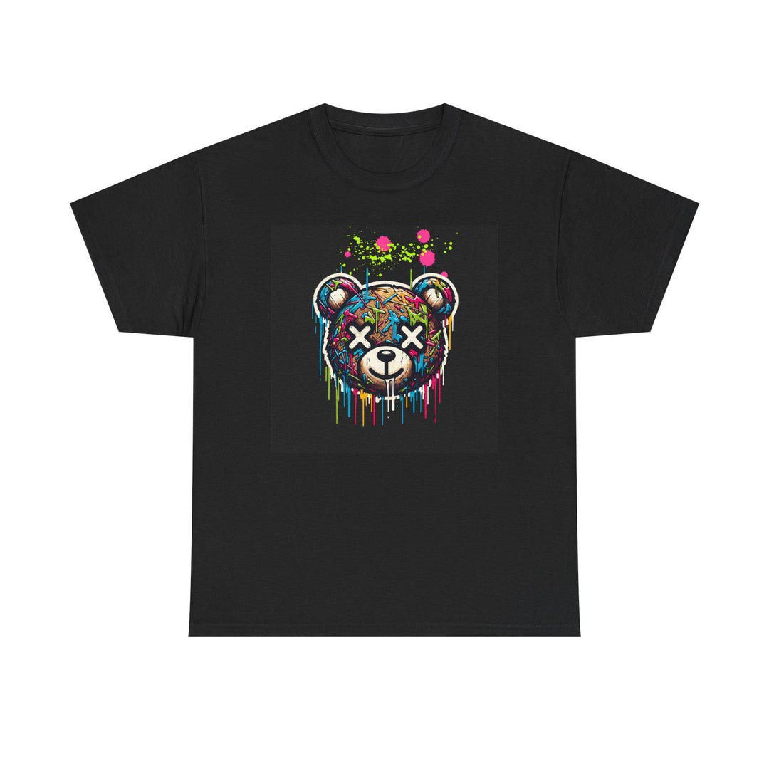 Colorful Drip Teddy Bear T-shirt | Neon Graffiti Bear Tee - Etsy