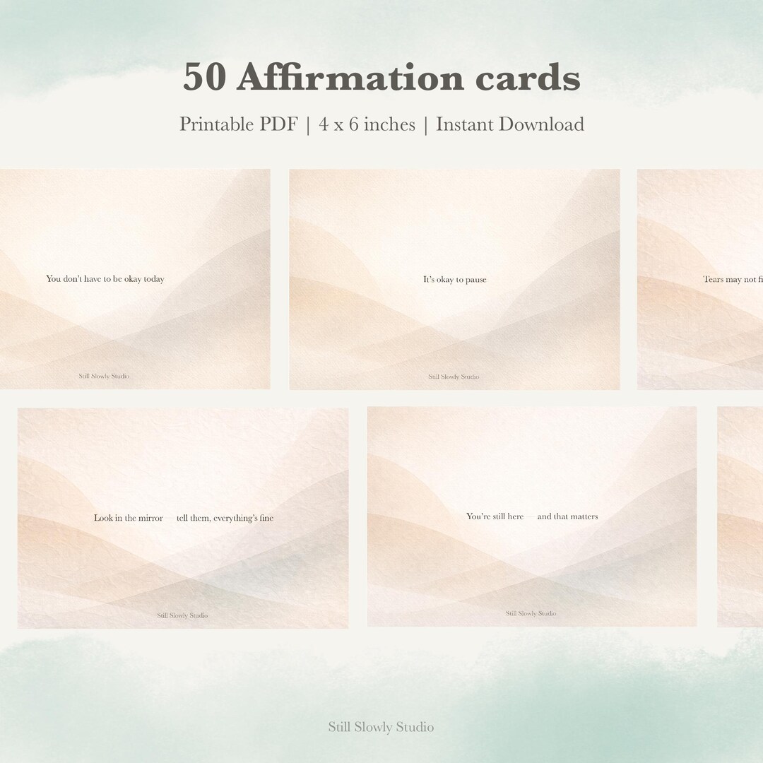 50 Printable Affirmation Cards for Self Love, Calm & Emotional Healing ...