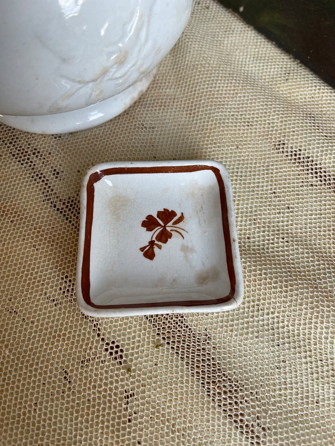 Antique Ironstone Tea Leaf Butter Pat - Etsy
