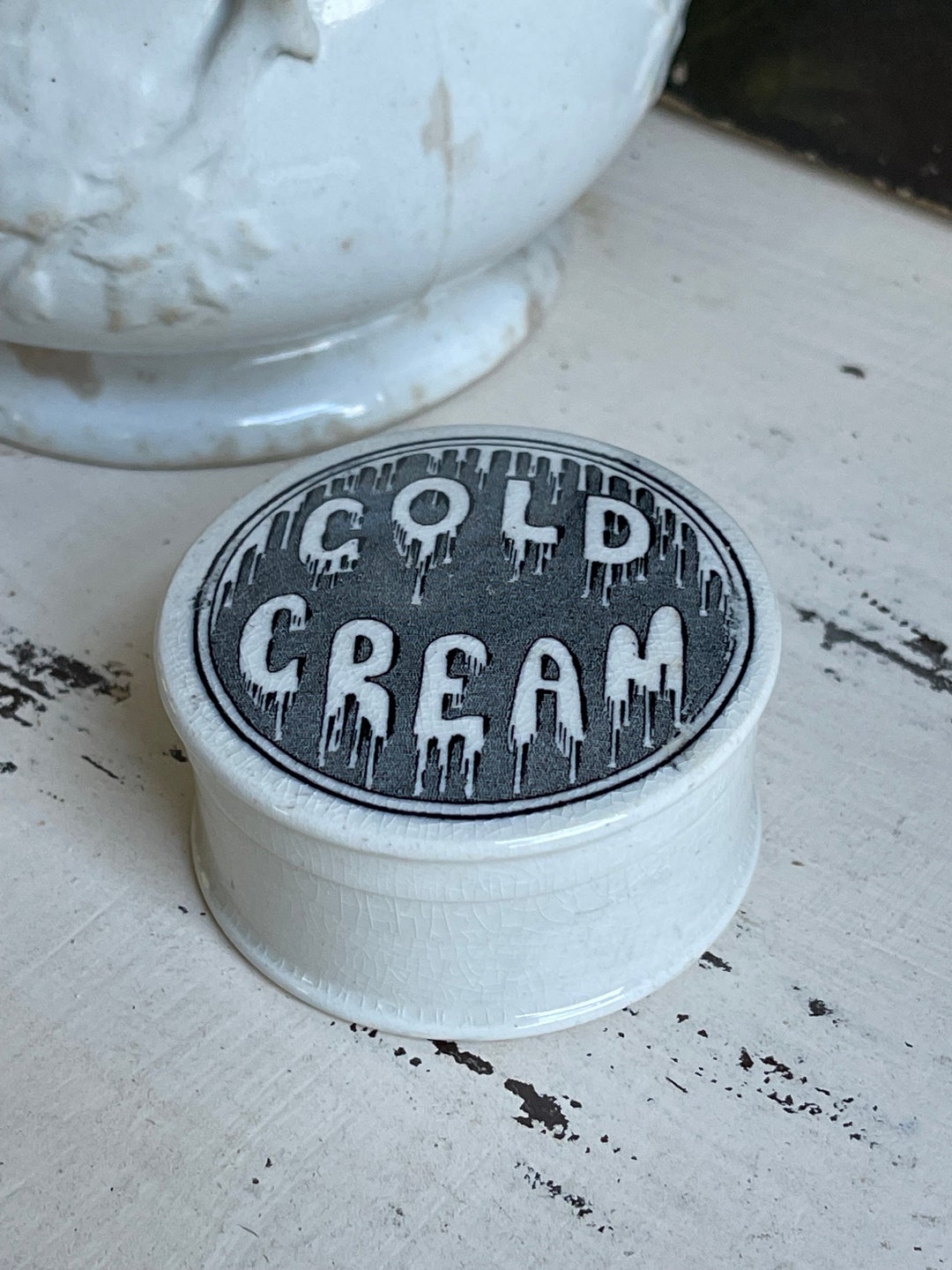 Antique Ironstone Cold Cream Pot - Etsy