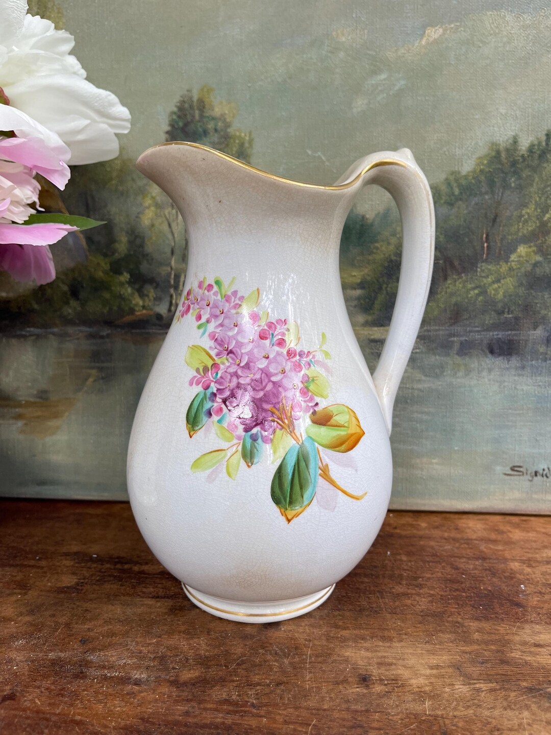 Ironstone Lilac Water Pitcher - Etsy