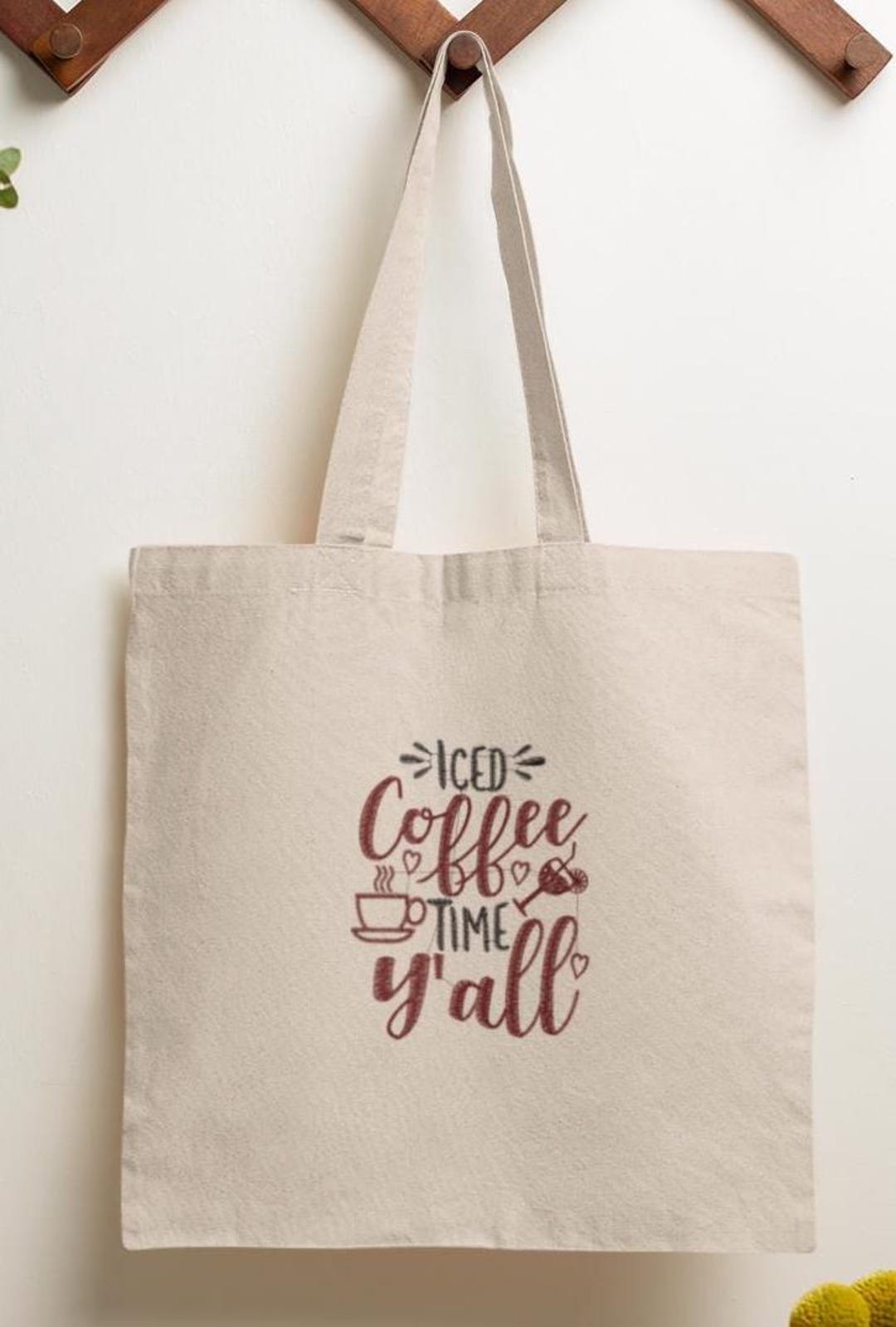 Iced Coffee Time Embroidered Tote Bag – Funny Coffee Lover Gift - Etsy