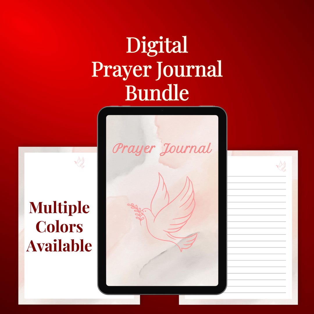 Digital Christian Prayer Journal Bundle, Peach Flying Dove Devotional ...
