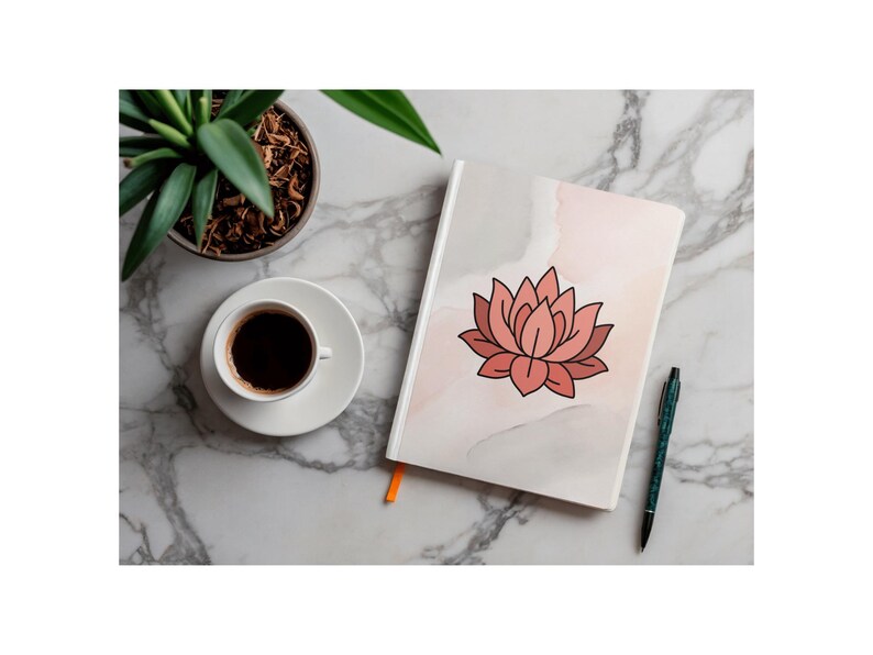 Peach Lotus Lined Journal | 90 Writing Pages | Printable Aesthetic ...