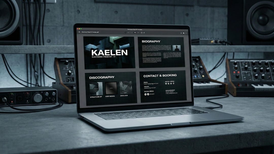 Minimalist Dark Mode EPK Template for Musicians | Canva Design - Etsy
