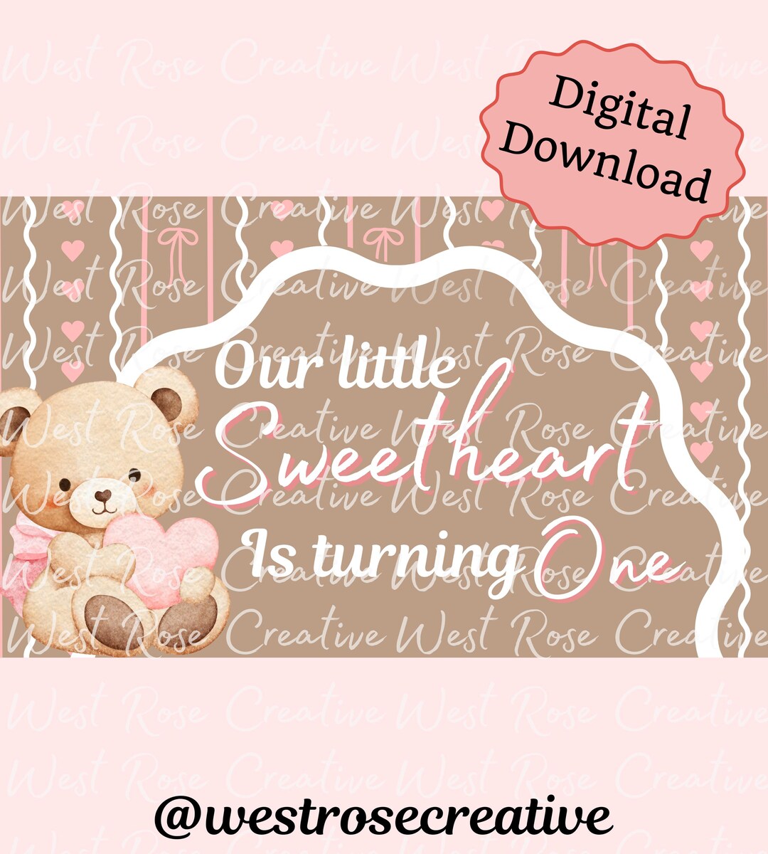 Sweetheart First Birthday Banner Template | 36x60 DIY Banner | Canva ...