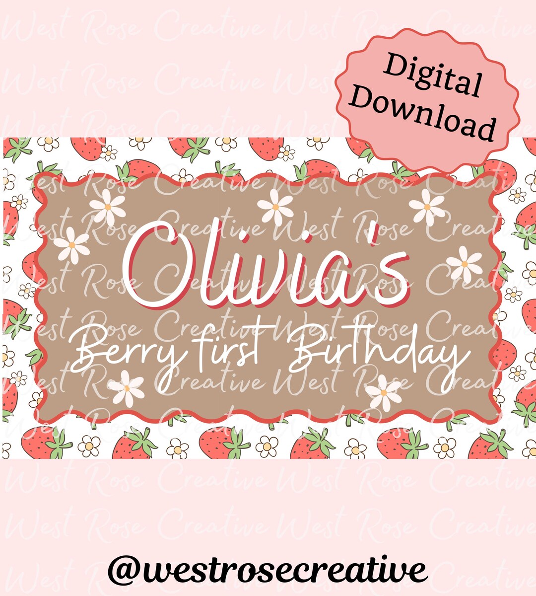 Berry First Birthday Banner Template | 36x60 DIY Banner | Canva Design ...