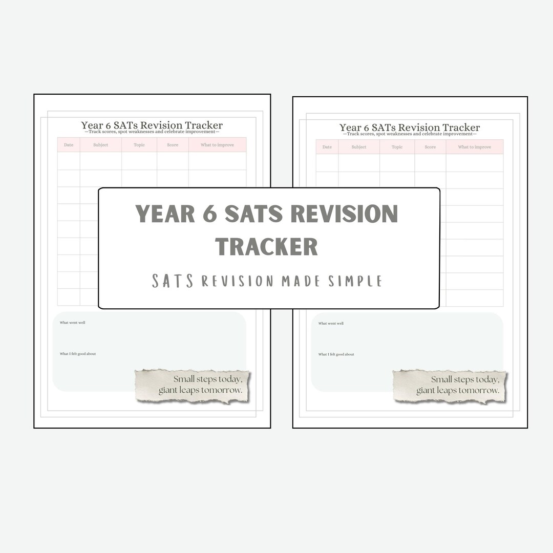 Year 6 Sats Revision Tracker | UK Study Log (PDF Download) - Etsy