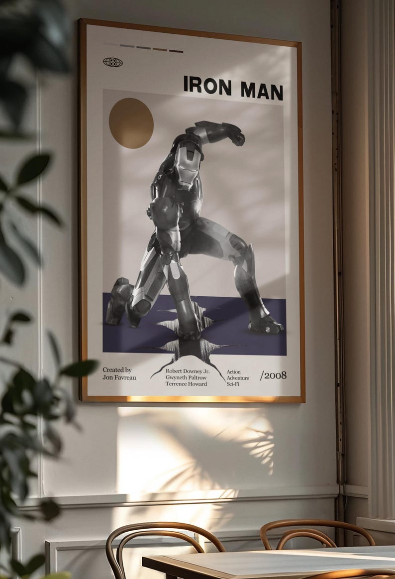 Iron Man 2008 Movie Poster, Jon Favreau Movie, Robert Downey Jr ...