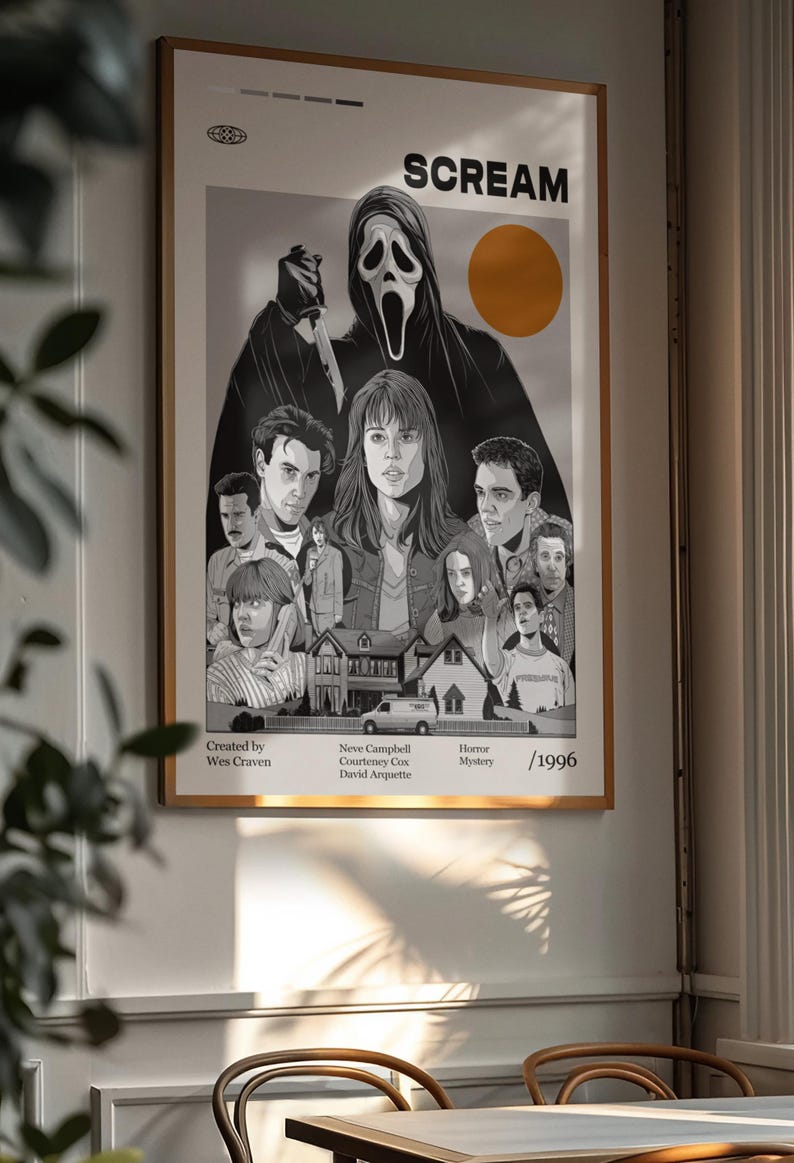 Scream 1996 Movie Poster, Wes Craven Movie, Neve Campbell, Courteney ...