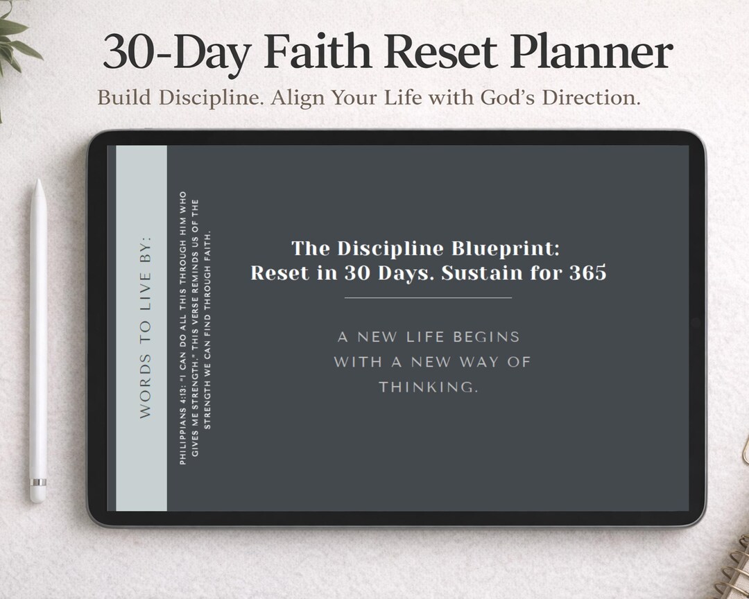 Christian 30 Day Reset Planner | Faithbased Discipline Planner | Bible ...
