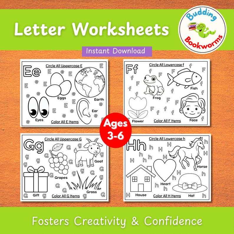 Alphabet Coloring Page for Kids Learn ABC Uppercase Lowercase Worksheet ...