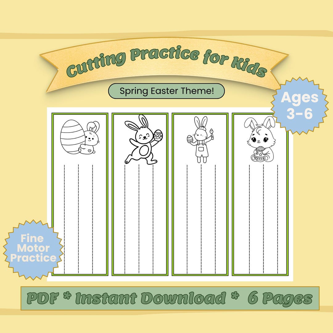 Easter Bunny Cutting Skills Worksheets Spring Scissor Practice for ...