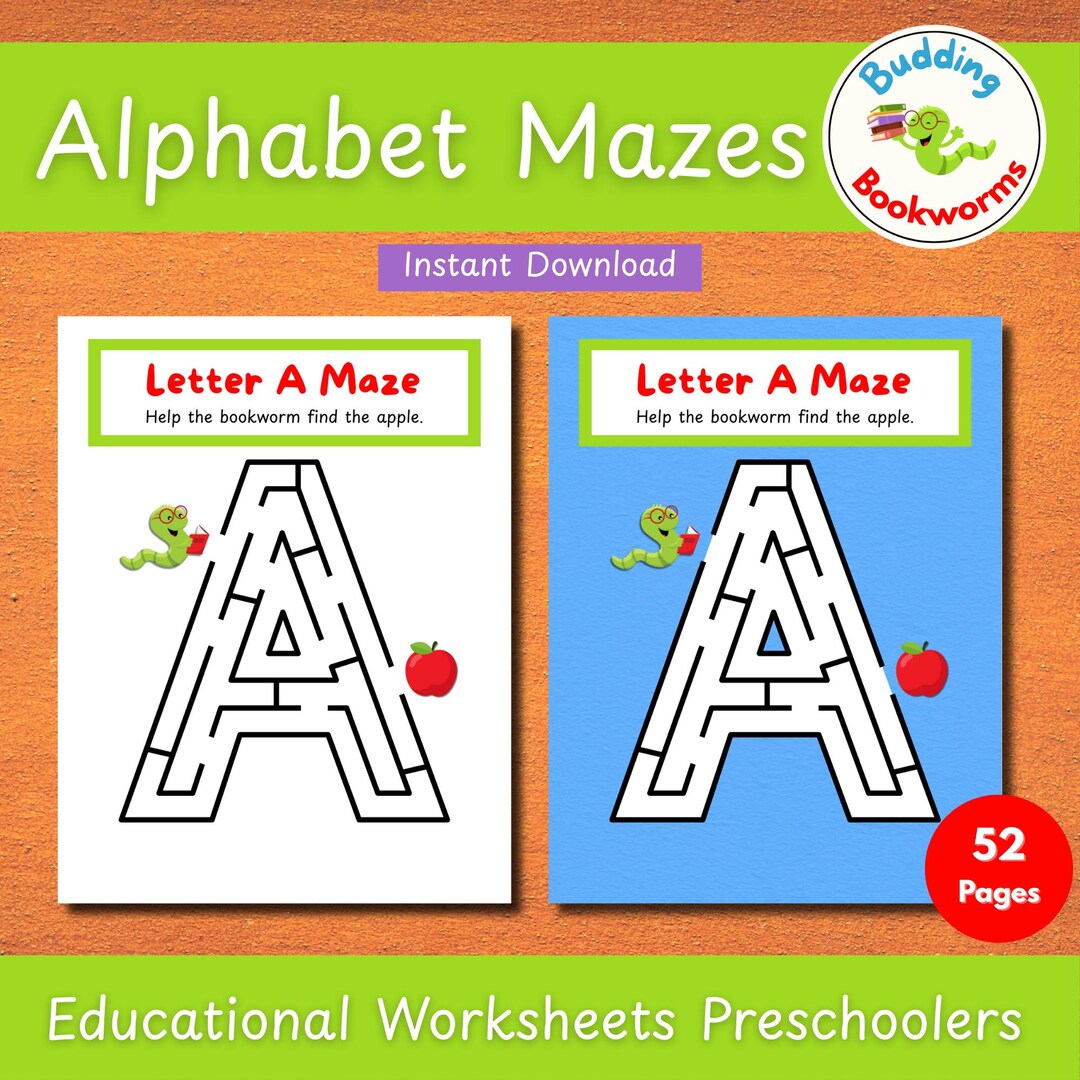 Alphabet Learning Preschool Printable Maze Toddler ABC Learning Kid ...