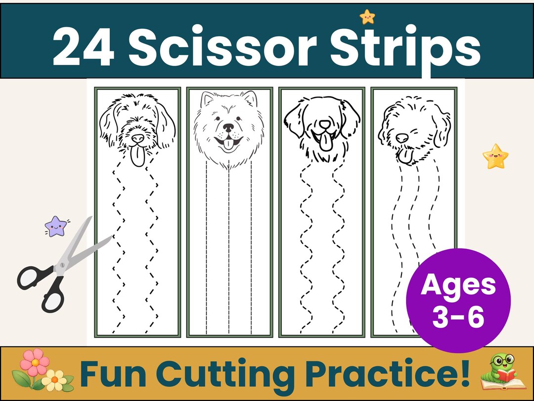 Dog Scissor Skills Worksheets Preschool Cutting Practice Toddler ...