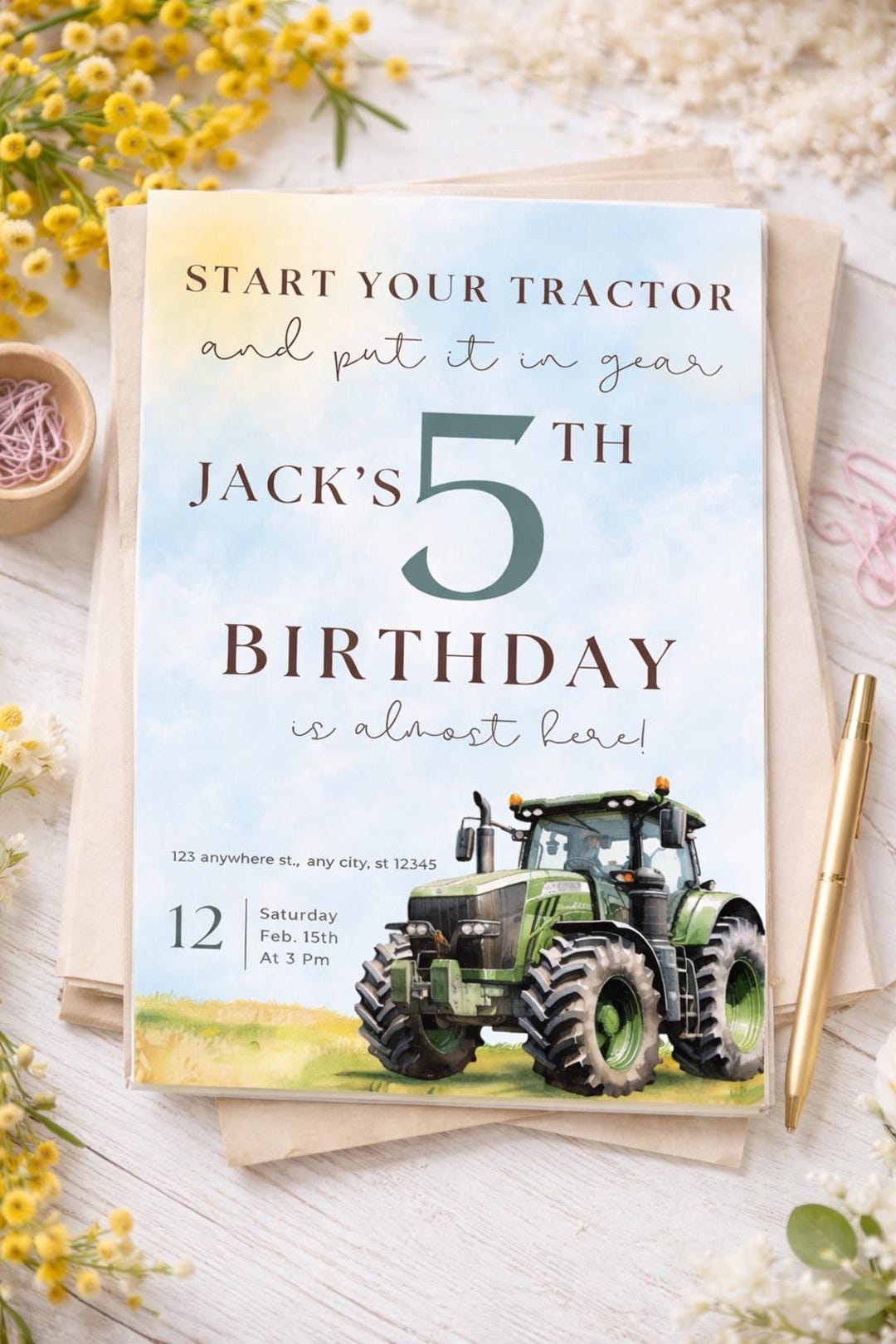 Tractor Themed Birthday Invitation - Etsy