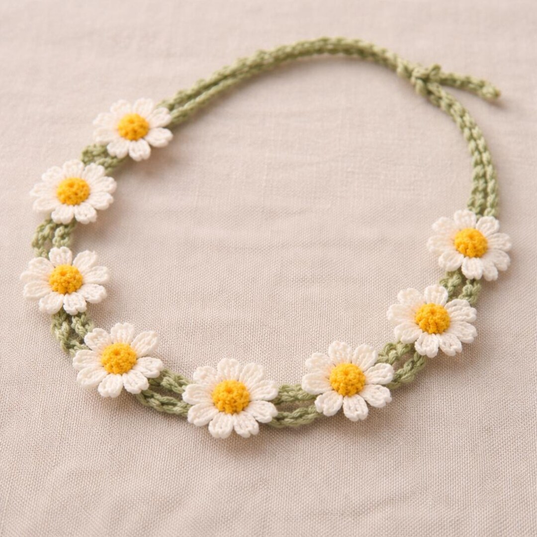 Daisy Necklace Crochet Pattern | Crochet Floral Choker | Boho Flower ...