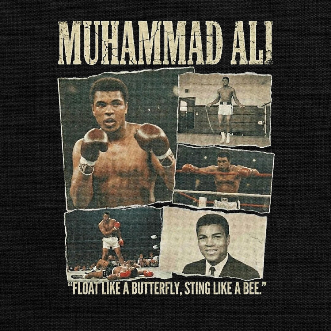 Muhammad Ali Boxing T-shirt Design: Black and White Graphic Tee ...