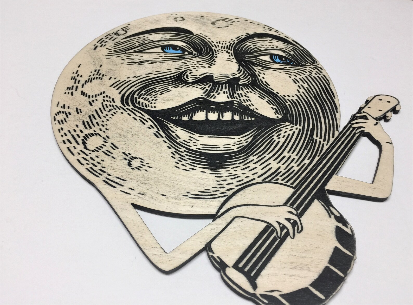 Banjo Playing Full Moon, Laser Engraved Wall Art, Personalized FREE, 12 ...