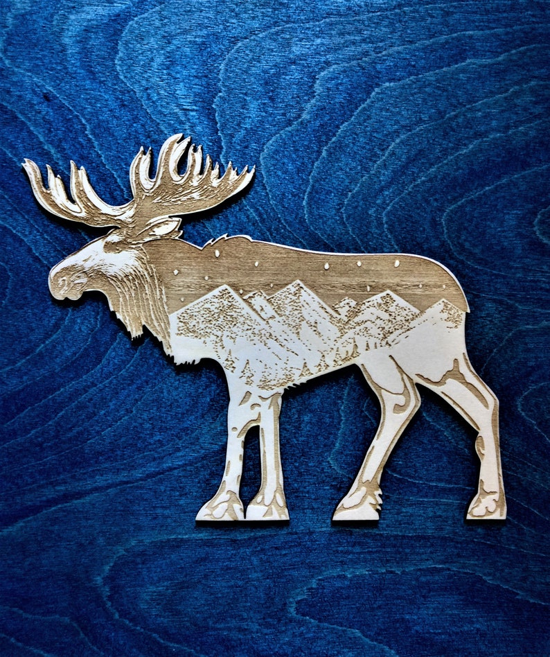 Moose Mountain Wall Hanger Laser Engraved Personalized Free - Etsy