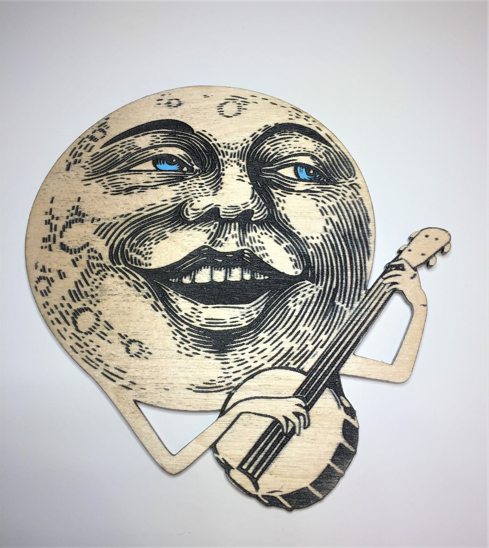 Banjo Playing Full Moon, Laser Engraved Wall Art, Personalized FREE, 12 ...