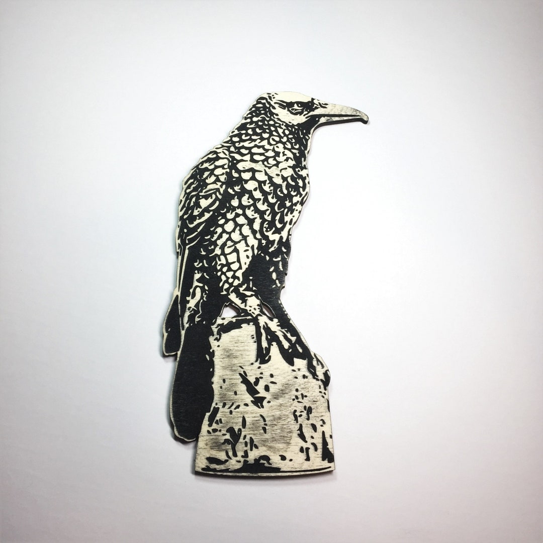 Raven Wall Art, Engraved Wall Hanging With Black Engraved Finish - Etsy