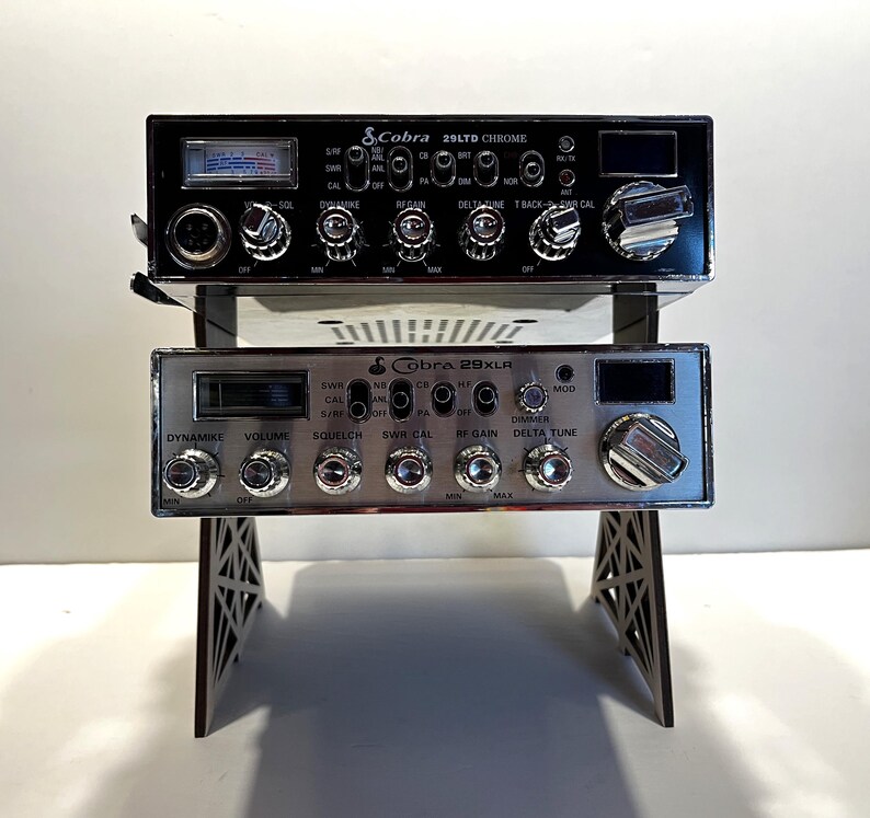 CB Ham Dual Mobile Desktop Radio Stand Set, Tower Style Holds 2 Radios ...