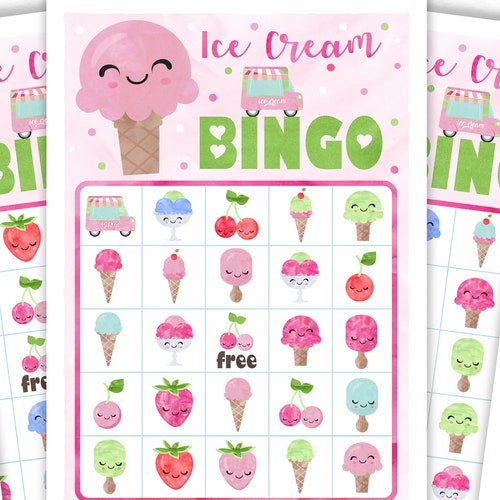 Ice Cream Bingo Printable Party Game 30 Bingo Cards Ice - Etsy