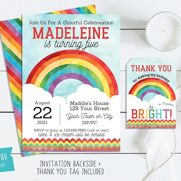Rainbow Invitations - Etsy