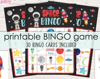 Space Bingo Printable Party Game - 30 Bingo Cards - Space Birthday ...