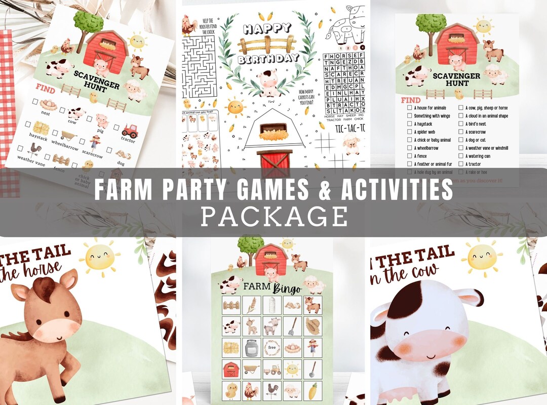 Printable Farm Games & Activities Package - 8 Activities - Barnyard ...