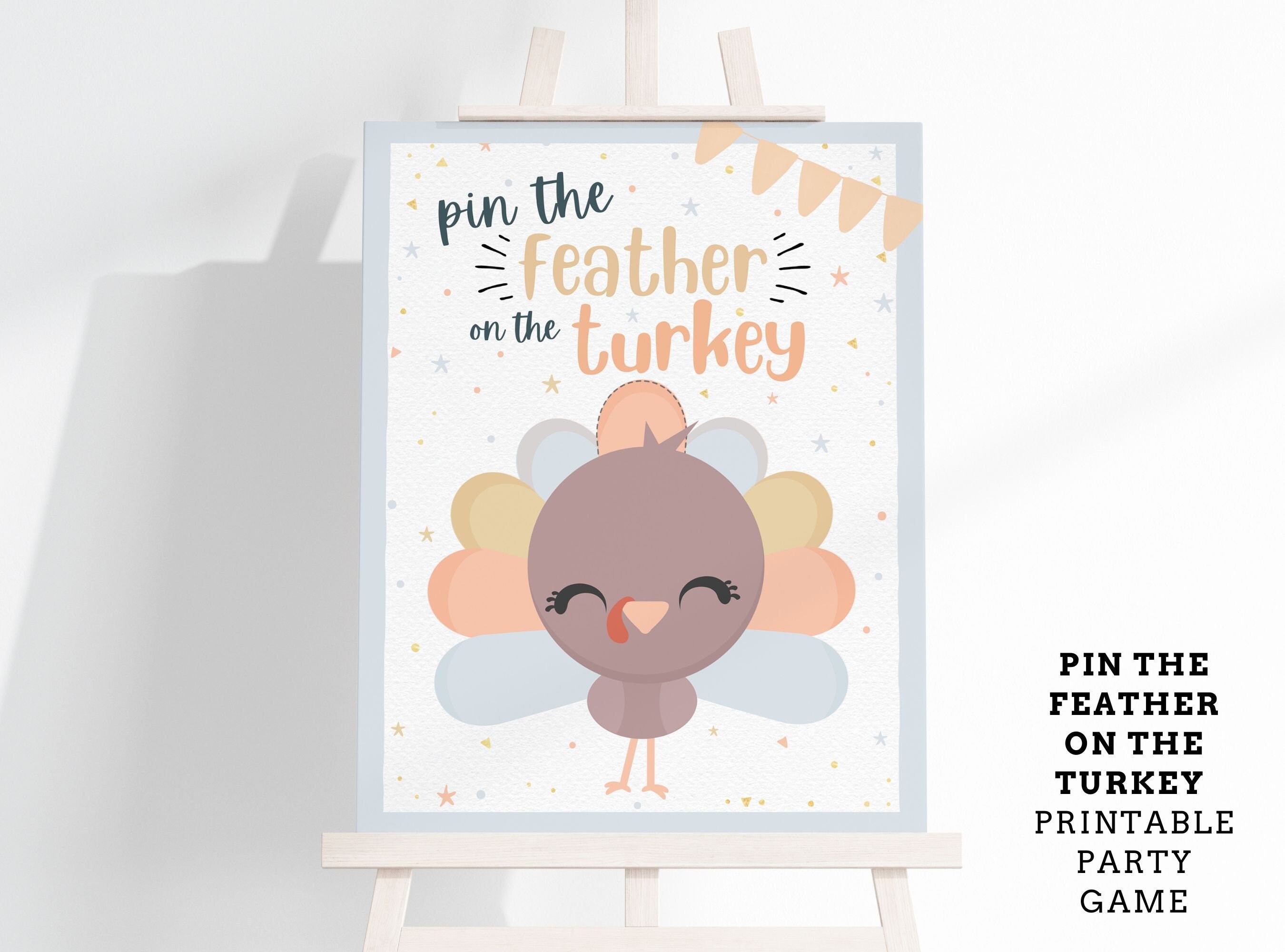 Pin the Feather on the Turkey Printable Party Game - 4 Poster Sizes ...