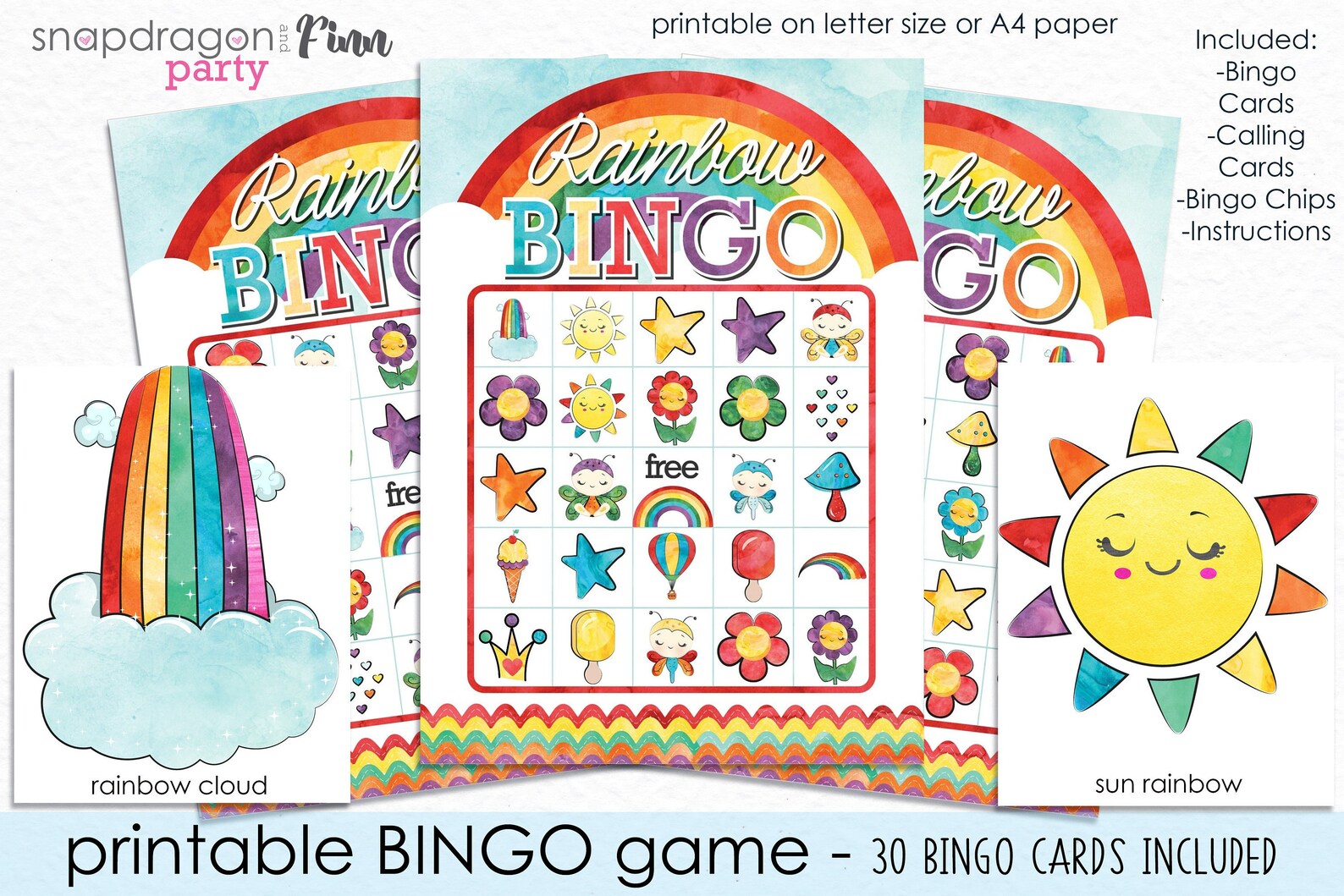 Rainbow Bingo Printable Party Game 30 Bingo Cards Rainbow - Etsy