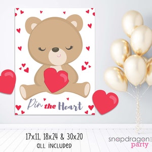 Instant Download - Pin the Heart Valentine Printable Party Game ...