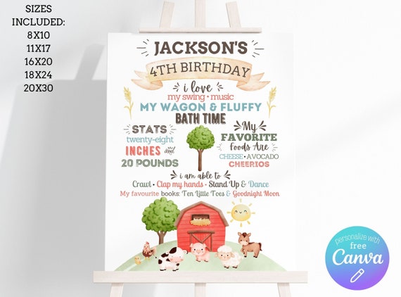 EDITABLE Farm Milestone Birthday Poster Farm Birthday - Etsy