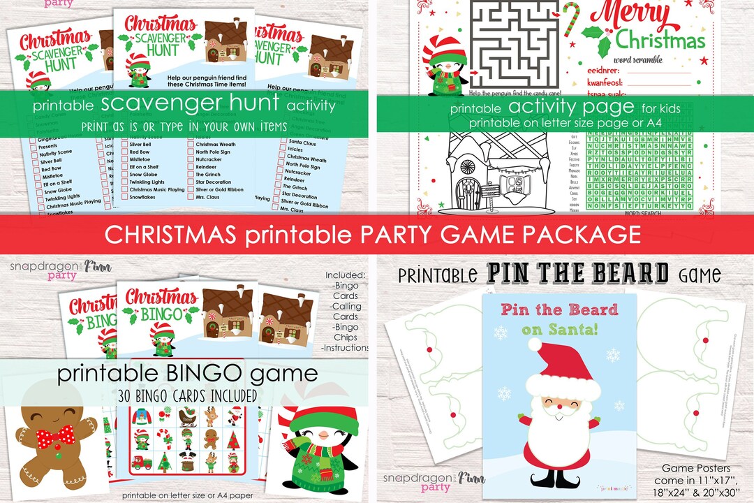 Printable Christmas Party Game Package 4 Activities Printable Party ...